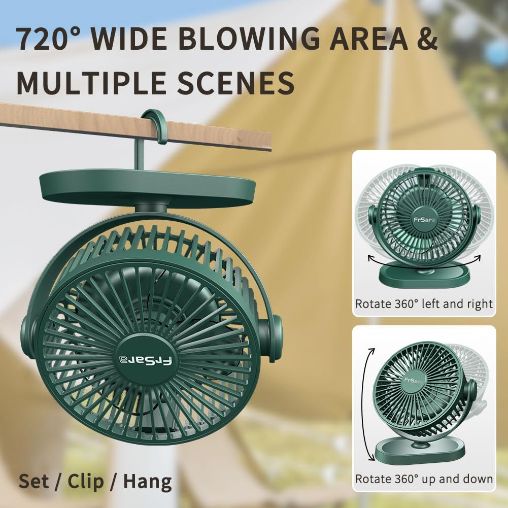 FrSara USB Desk Fan, Small Desk Fan 3-Speed Adjustable, 360-Degree Rotation Adjustment, Ultra-Quiet, Large Air Volume, Comfortable, Stylish, Easy to Use