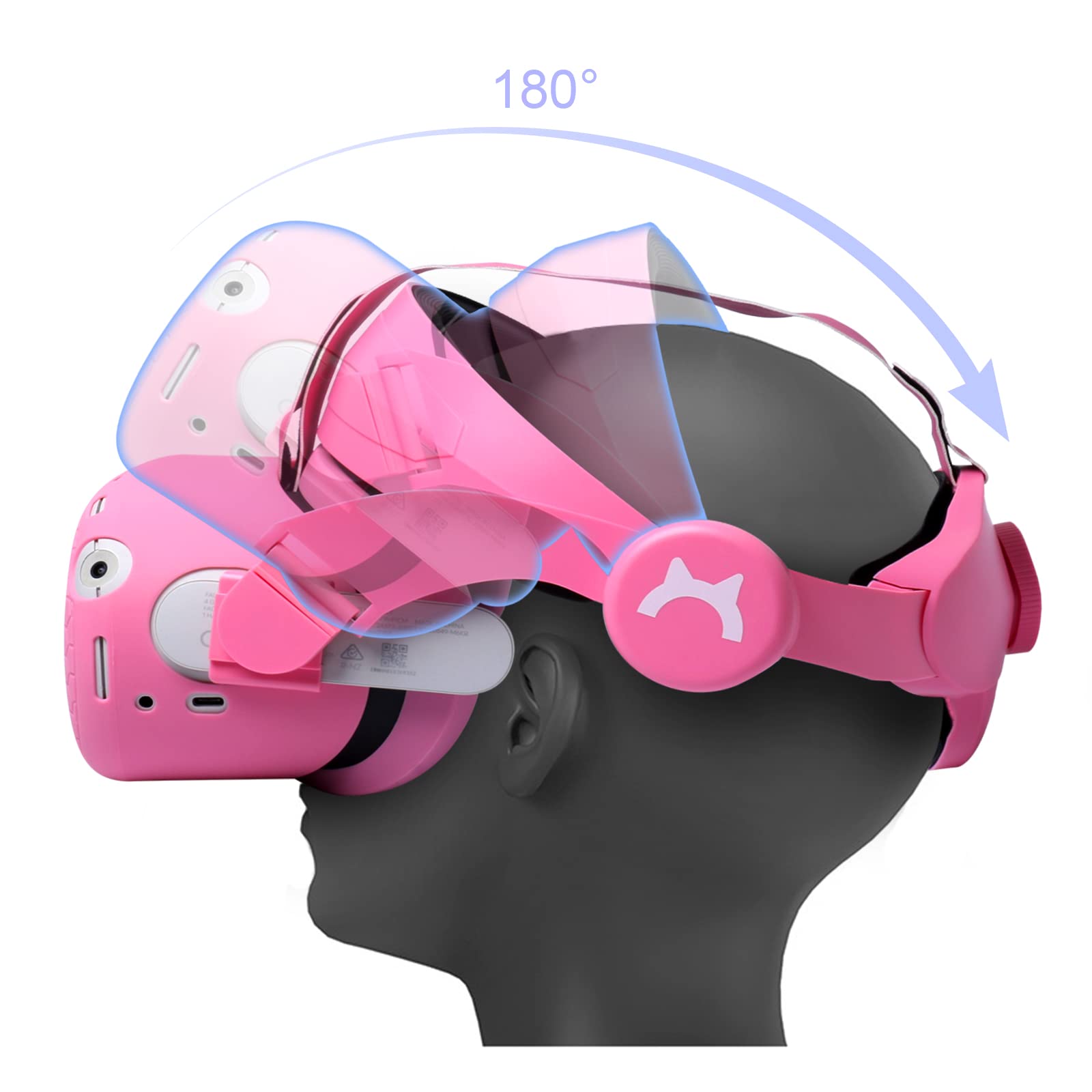 HUAYUWA Adjustable Headband with Head Cushion Compatible for Oculus Quest 2 VR Accessories, Replacement for Elite Strap Comfortable Protective Head Strap Reduce Pressure, Pink 2
