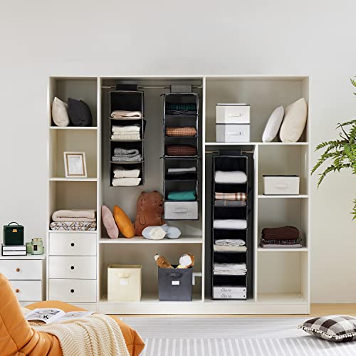 YOUDENOVA Hanging Closet Organizer and Storage, 6-Shelf Closet Hanging Storage Shelves,Grey