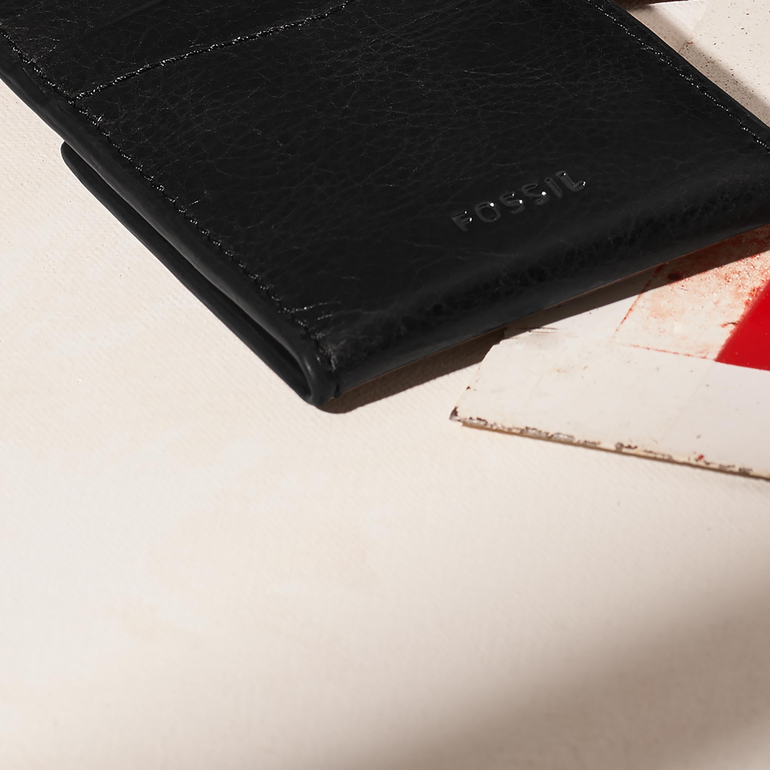 Fossil Men's Neel Leather Magnetic Card Case with Money Clip Wallet, Black, (Model: ML3691001)