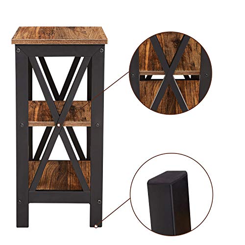 VECELO Modern Nightstands X-Design Side End Table Night Stand with Storage Shelf for Bedroom,Living Room,Set of 2 (Brown A2)