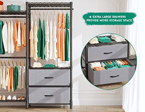REIBII Clothes Rack,Clothes Racks for Hanging Clothes Rack Heavy Duty Clothing Rack Load 620LBS Clothing Racks for Hanging Clothes Adjustable Portable Garment Rack Free Standing Wardrobe Closet