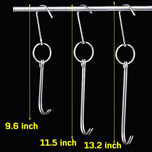 NUOMI 4 Pcs Stainless Steel Meat Hooks with Double Hook Poultry Roast Duck Bacon Hanging Hook Grill Hanger for Drying, Cooking, BBQ, L-13.2 β, Cooking Utensils, Namely, Grills
