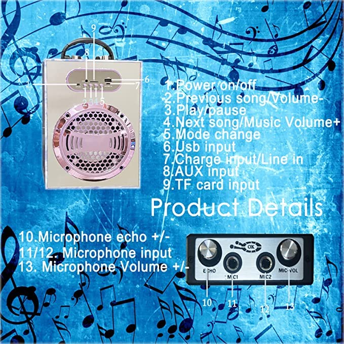 KaraMuizi Bluetooth Karaoke Machine for Kids and Adult, Mirror Surface Wooden Wireless Singing Speaker with 2 Microphones Dancing Light for Party Birthday Gift (Snow and Tree)