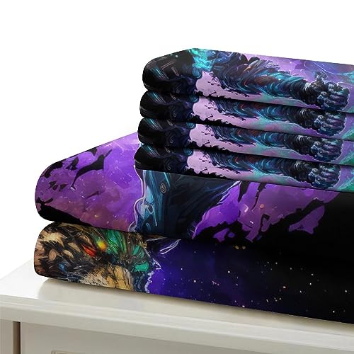 GEEYOU Cosmic Space Wolves 3D Print Quilt Cover Comforter Covers Duvet Cover for Teens and Adults Bedding Set with Pillow Cases with Zipper Closure Soft Microfiber 3 Pieces Queen(228x228cm)