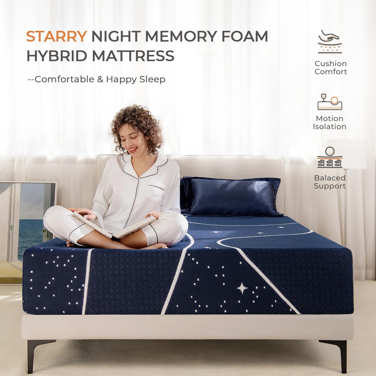 Sweetnight Full Mattress, 14 Inch Full Size Hybrid Mattress in a Box, Memory Foam Full Size Bed Mattress with Pocketed Coils for Comfortable Sleep & Pressure Relief, Medium Soft