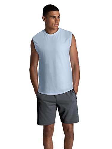 Fruit of the Loom Men's Eversoft Cotton Sleeveless T Shirts, Breathable & Moisture Wicking with Odor Control, Sizes S-4X, Muscle-2 Pack-White, 3X-Large