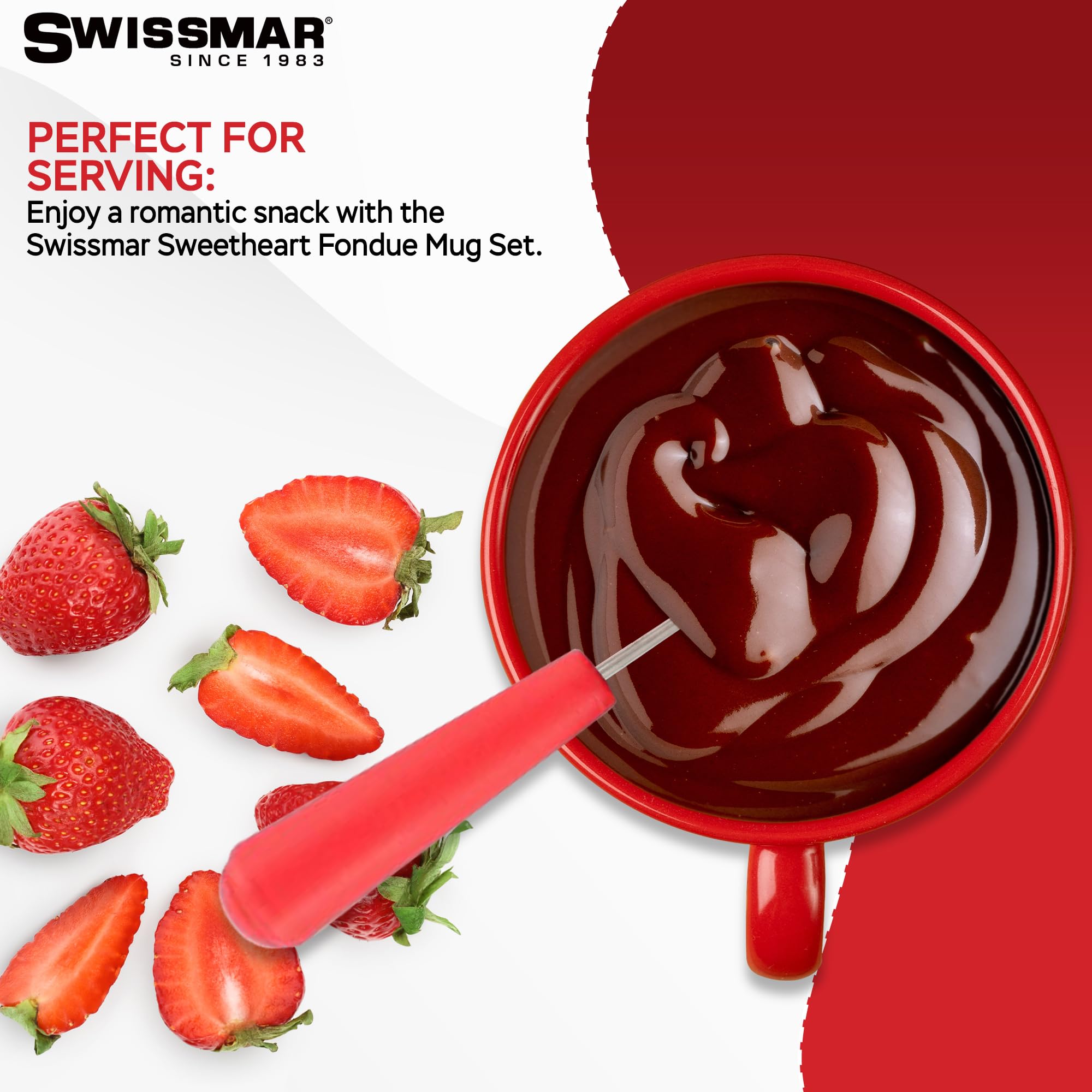 Swissmar F12066 4-Piece Sweetheart Chocolate Fondue Mug Set