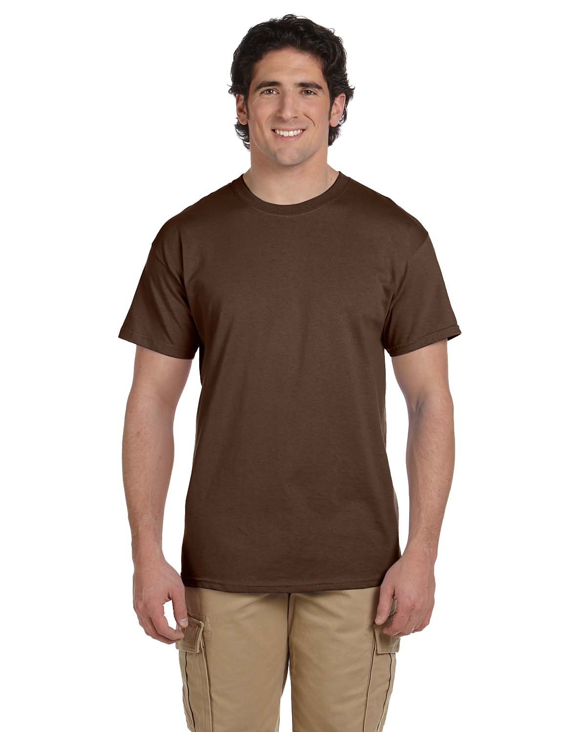 Fruit of the Loom Men's Short Sleeve Crew Tee, Medium - Chocolate