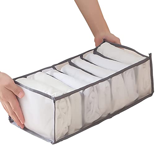 Musnina Wardrobe Clothes Organizer,7 Grids Washable Wardrobe Clothes Organizer,Closet Organizers and Storage Baskets (Grey, Leggings Grid(Medium))
