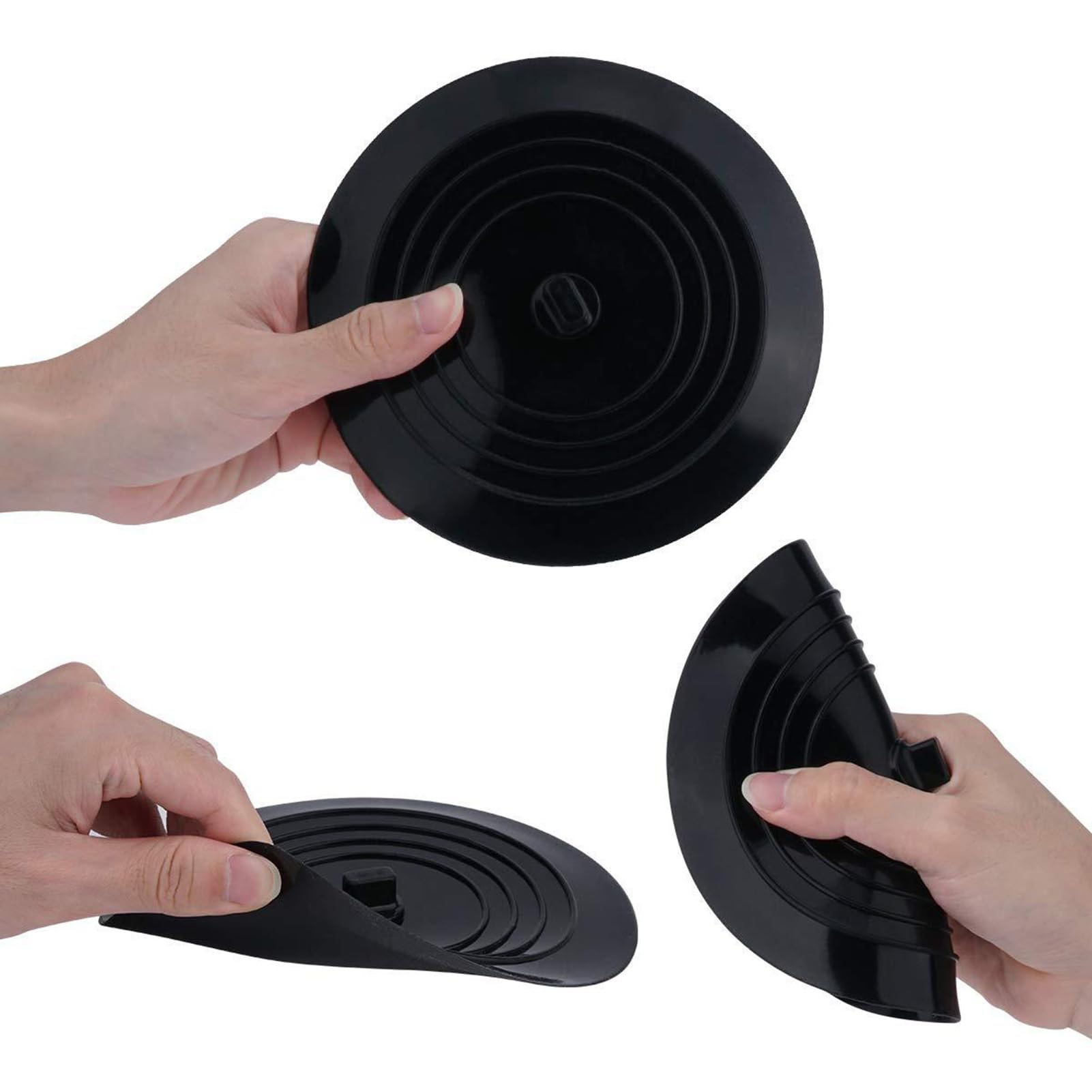 Tainrunse Odor-Blocking Sink Plug Tub Stopper 2 Pack Silicone Sink Stoppers Easy Installation Odor-Blocking Seal for Kitchen Sink Bathtub Drain Black