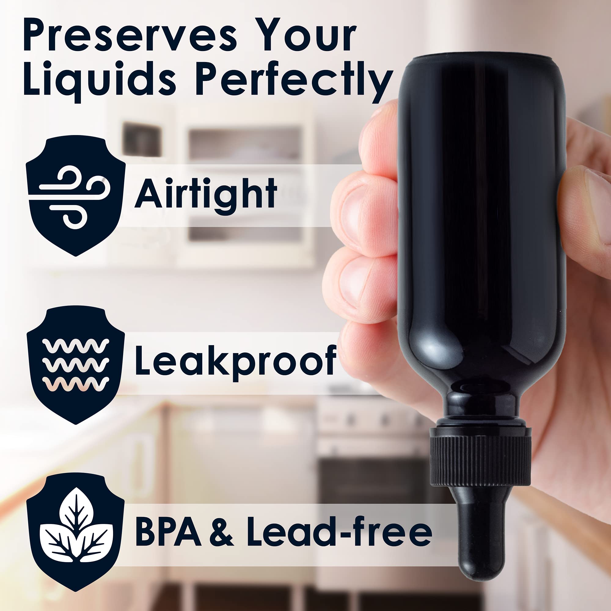 Zetta Glass Company 1 oz Black Brilliance: Precision And Elegance Tincture Bottles With Measured Dropper