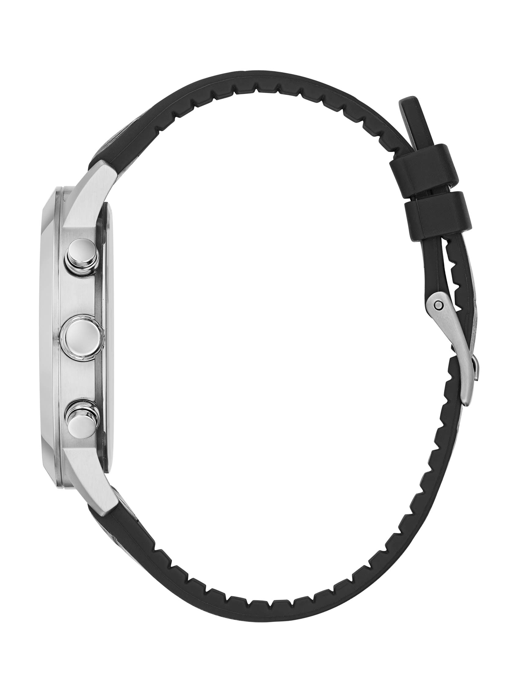 GUESS Silver-Tone and Black Croc Watch