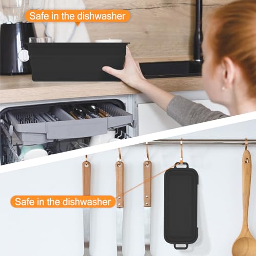 Silicone Bread Loaf Pan, 2 Pack Loaf Pans for Baking Bread, Non-Stick Silicone Baking Mold Easy Release for Homemade Breads, Cakes, Quiche Omelets, Meatloaf, etc. -8.2β X 3.3β X 2.7β (Black+Black)
