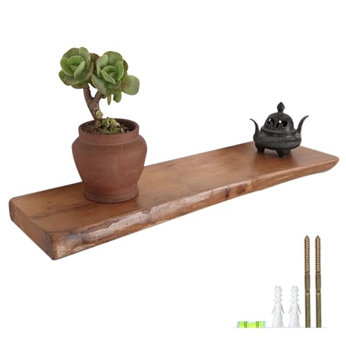 QATGQBCF Wall Shelf, Wall Mounted Bookshelf, Solid Wood Shelf, Thickness 2.5cm, Strong Load-bearing Capacity, Wear-resistant And Scratch-resistant, Stable And Non-shaking(Walnut colour,40 * 20cm)