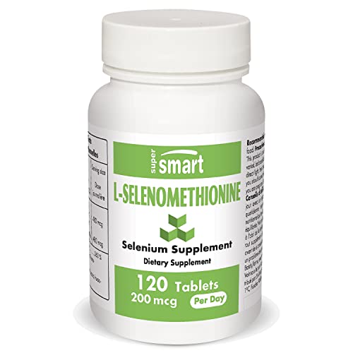 Supersmart - L-Selenomethionine 200 mcg per Day (Selenium Supplement) - Potent Antioxidant - Cells & DNA Protect - Immune Support | Non-GMO & Gluten Free - 120 Tablets
