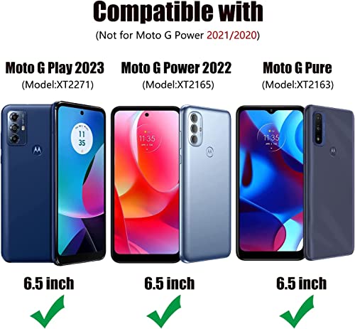 NZND Case for Motorola Moto G Pure, Moto G Play 2023/G Power 2022 with [Built-in Screen Protector], Full-Body Protective Shockproof Rugged Bumper Cover Durable Phone Case (Plum Blossom)