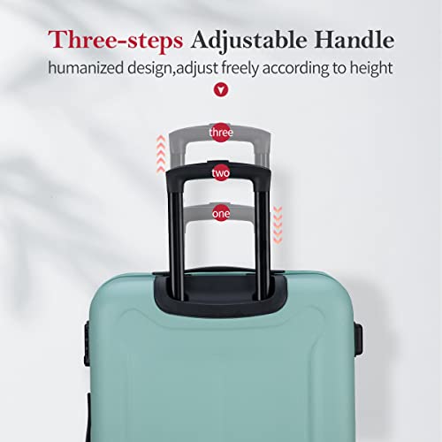 Widfre Luggage Sets 3 Pieces Carry on Suitcase Hardshell Lightweight Travel with Double Spinner Wheels Locks TSA Approved (Green)