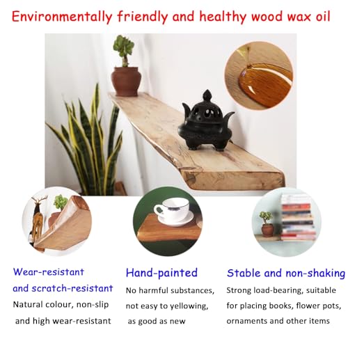 QATGQBCF Wooden Floating Shelf, Wall-mounted Shelf, Solid Wood Bookshelf, Thickness 2.5cm, Strong Load-bearing Capacity, Abrasion-resistant And Scratch-resistant(Walnut colour,80 * 25cm)