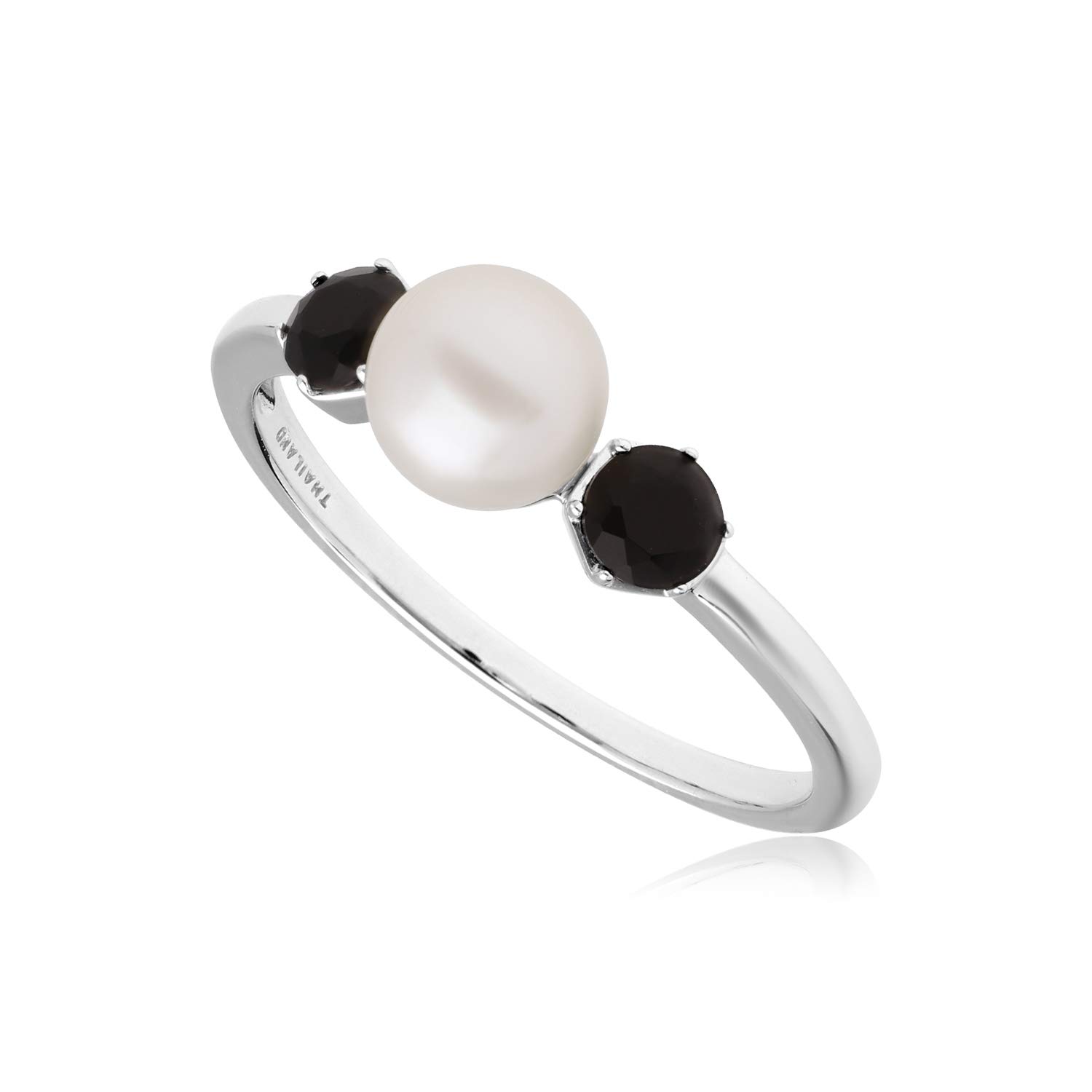 Gemondo USA 925 Sterling Silver Fresh Water Pearl & Black Onyx Stack Ring