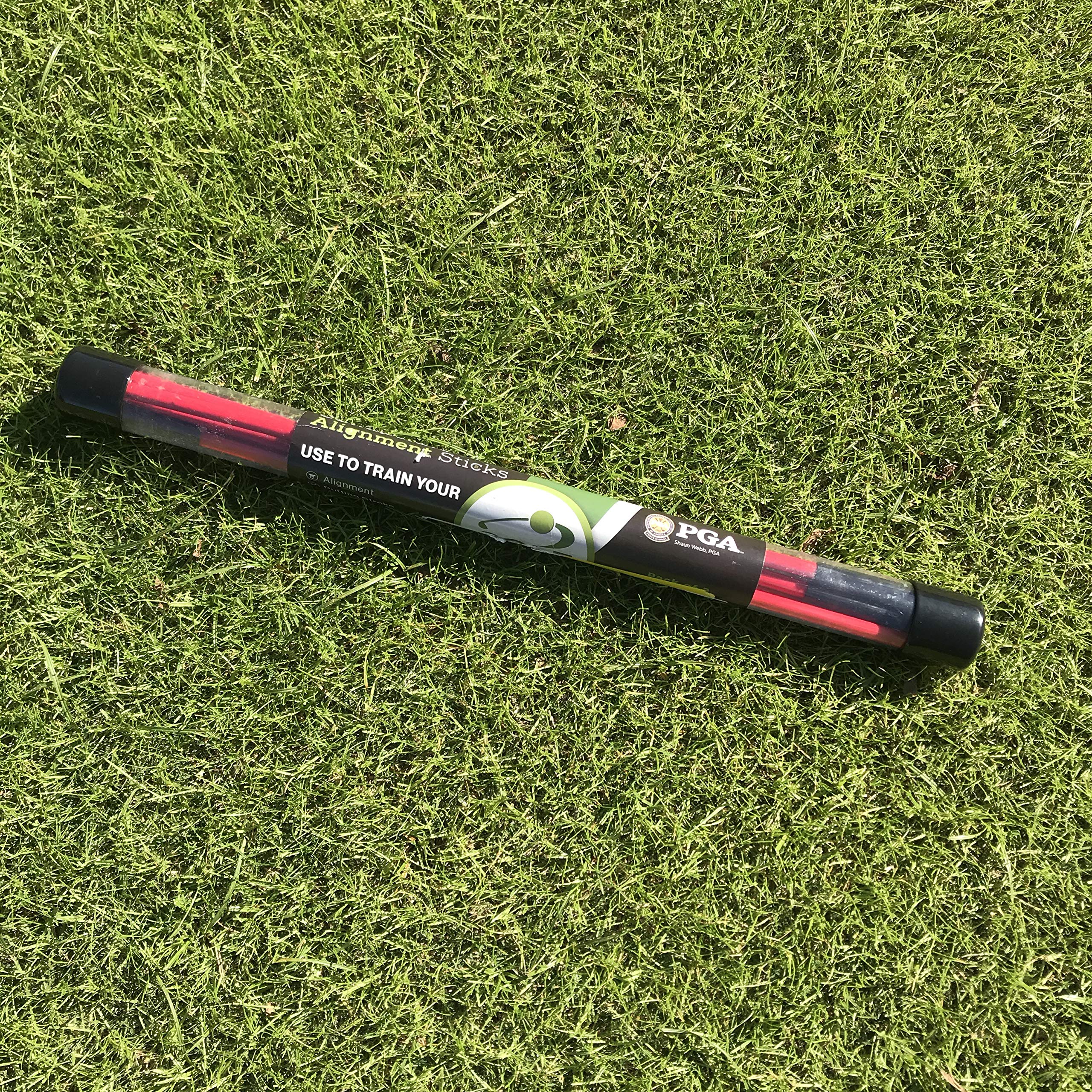 Golf Alignment Sticks by Shaun Webb, PGA (Pack of 2) 40-inch Collapsible Alignment Stick Golf Training to Set up Your Body, Balls and Club in Perfect Alignment. Clear Tube Case - Golf Training Sticks