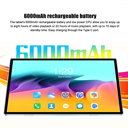 PUSOKEI 10.1 Inch Tablet PC,Blue,8G + 256G Memory,1960x1080 IPS Screen,2.4G 5G WiFi Calling Tablet for Android 11,Dual Sim Card Dual Standby,GPS,BT5.0,Gravity Sensing