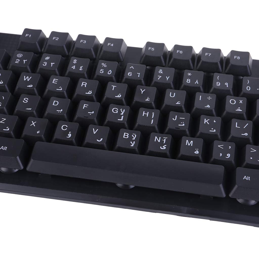 HELYZQ Arabic/English Silent Keyboard Waterproof Office Keyboard for Windows Computer