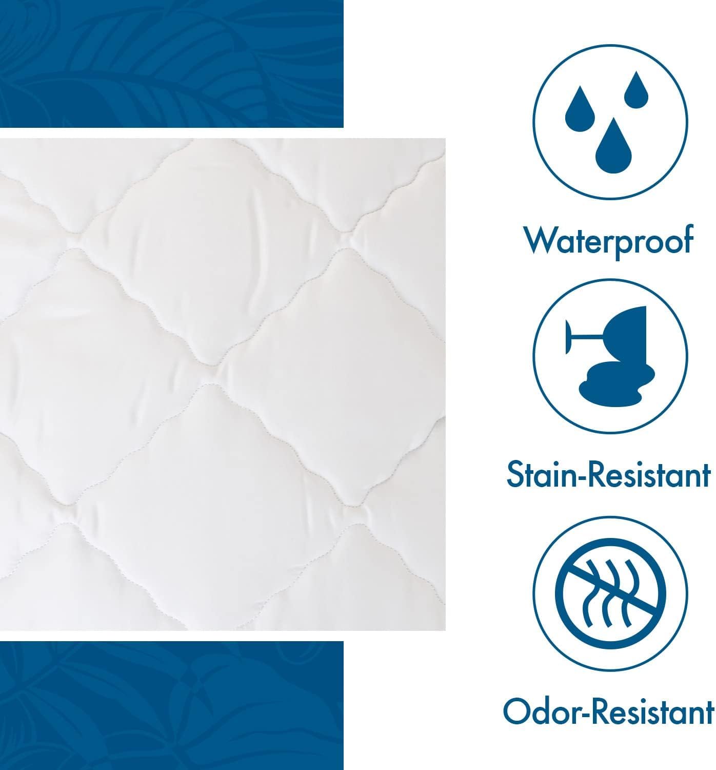 Tommy Bahama 400TC Triple Protection Waterproof Mattress Pad (White, King)