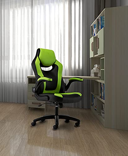 Gaming Chair Executive Computer Office Desk Chair 360°Swivel Flip-up Arms Ergonomic for Lumbar Support