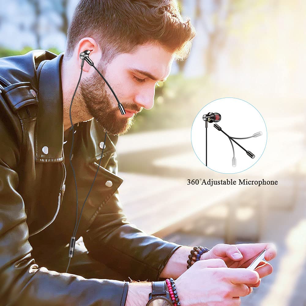 Gaming Earbuds Wired with Dual Microphone, with Noise Cancellation, 3.5MM in-Ear Headset Stereo Headphone with Detachable Dual Microphone for Mobile Gaming, Xbox One, PS4, PC (Black)