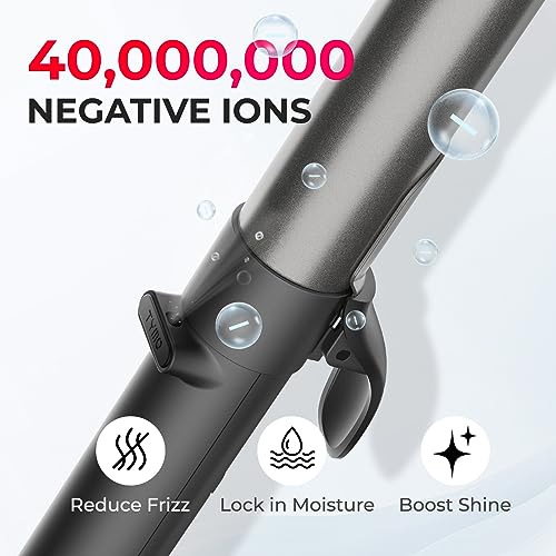 Rotating Curling Iron, TYMO Ionic Automatic Curling Iron 1 1/4 Inch for Medium/Long Hair, Travel Hair Curler Long Tourmaline Ceramic Barrel for Beach Waves, Up to 430β