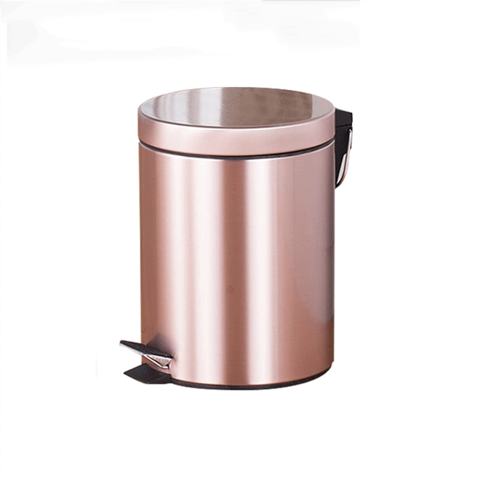 Garbage Recycling Bin Large Indoor Trash Can Round Stamped Trash Can with Lid Office Bedroom Waste Paper Basket Kitchen Trash Can (Roze)