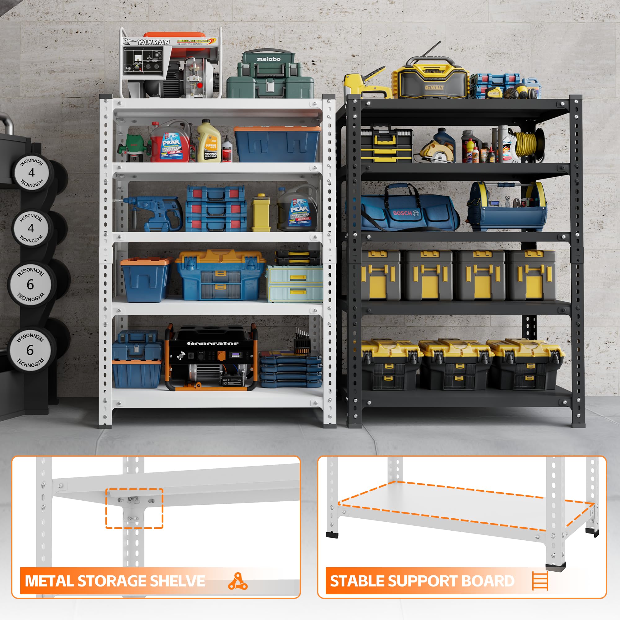 Qiaoxuan Garage Shelving Heavy Duty Adjustable Storage Garage Shelves, Metal Shelving Unit Garage Storage Rack, Utility Shelf for Garage, Basement, Pantry, Warehouse, 40" W x 16" D x 71" H (Blcak)