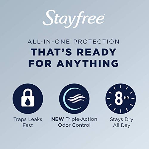 Stayfree Ultra Thin Regular Pads with Wings For Women, Reliable Protection and Absorbency of Feminine Moisture, Leaks and Periods, 36 count - Pack of 4