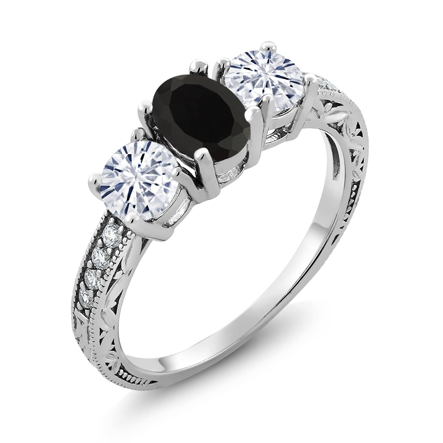 Gem Stone King 925 Sterling Silver Customized Personalized 3 Gemstone Birthstone For Her 3-Stone Engagement Ring For Women (2.61 Cttw, Available In Size 5, 6, 7, 8, 9)