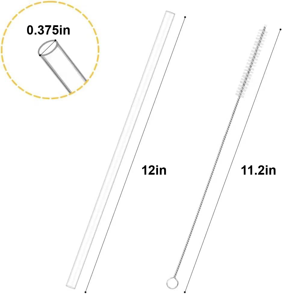 Replacement Straw for 40 oz Stanley Tumbler with Handle, 10 Pack Extra Long Straight Reusable Clear Straws with 2 Cleaning Brushes for Stanley Adventure Quencher Travel Cup Water Bottle Accessories