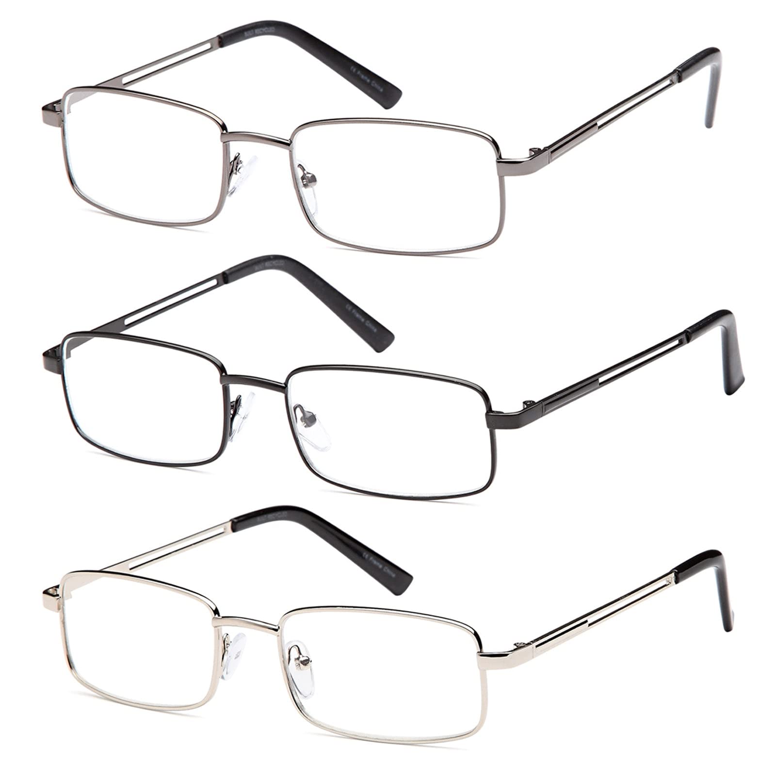 GAMMA RAY OPTICS Reading Glasses 3X Stainless Flex Readers - 1.75x