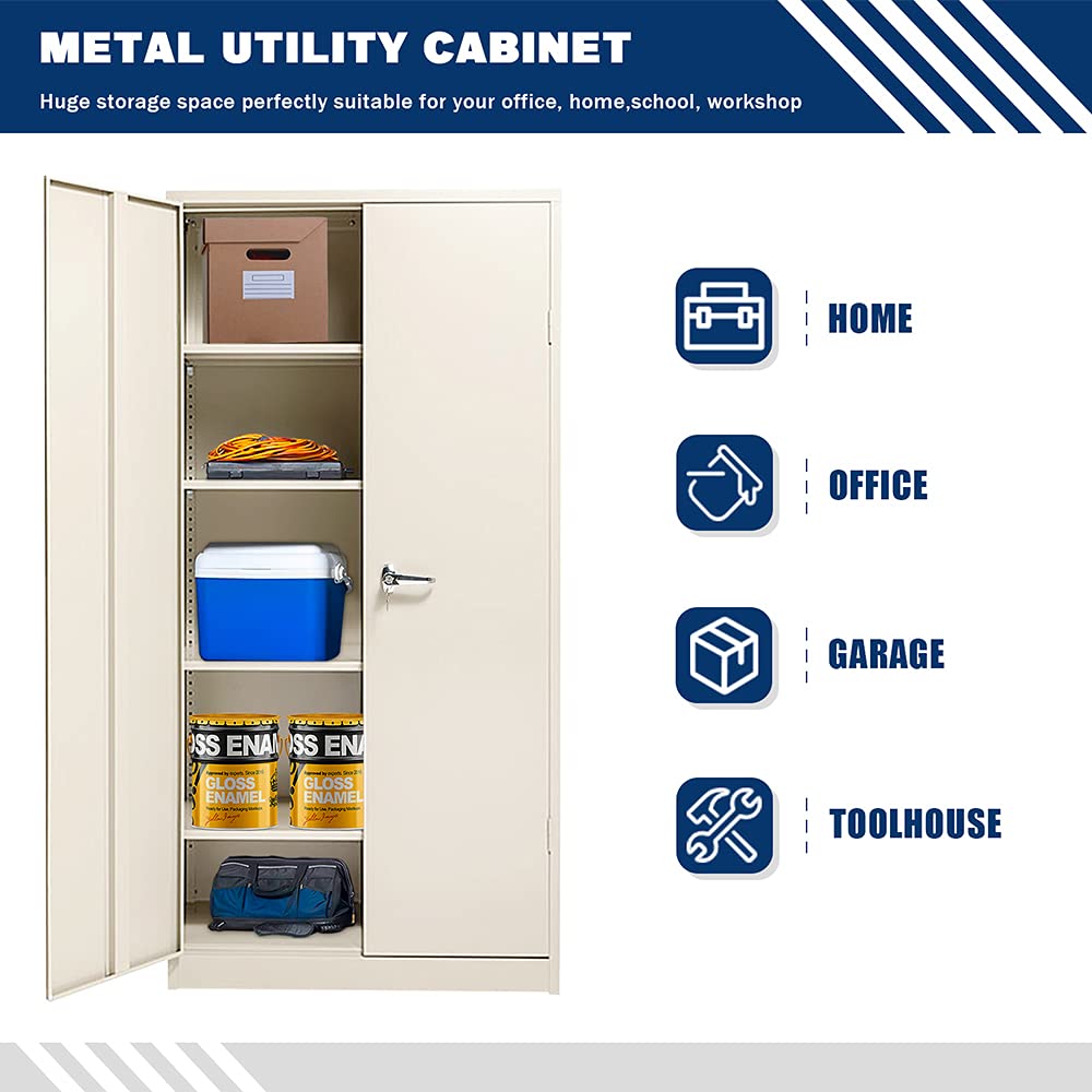 Greenvelly Locking Metal Gun Cabinet with 2 Doors, Tall Steel Gun Cabinet