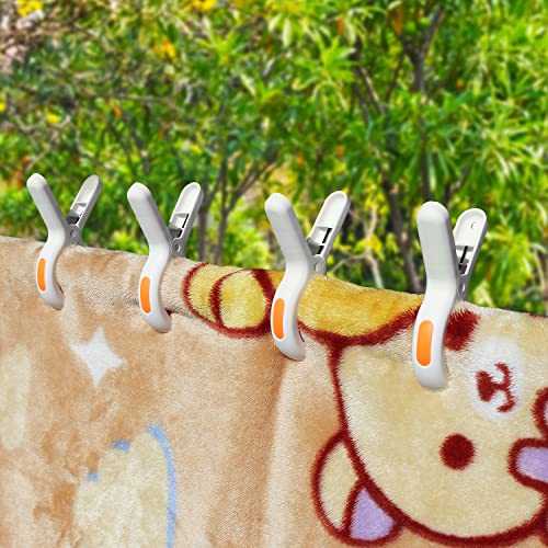 Plastic Beach Towel Clips Clothespins - Coideal 6 Pcs Large Pool Chair Clip Holder Cute Windproof Clothes Pins Quilt Drying Clamp for Lounge Cruise