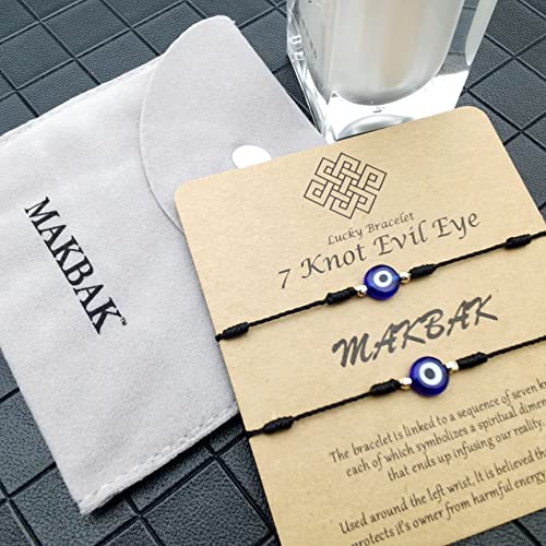 Generic Brands Evil Eye 7 Knot Lucky Bracelets Adjustable Handmade Red String Amulet for Women (Black) 2pcs