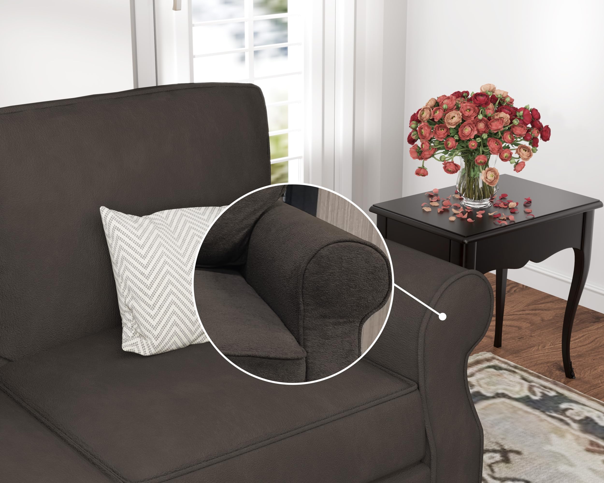 Woyomeub Loveseat Sofa Couch 56" Small Couches for Living Room Mid-Century Modern 2 Seater Sofas for Small Space, Brown