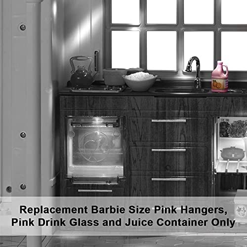 Replacement Parts for Barbie Doll Hello Dreamhouse - DPX21 ~ Replacement Barbie Size Pink Hangers, Pink Drink Glasses and More!