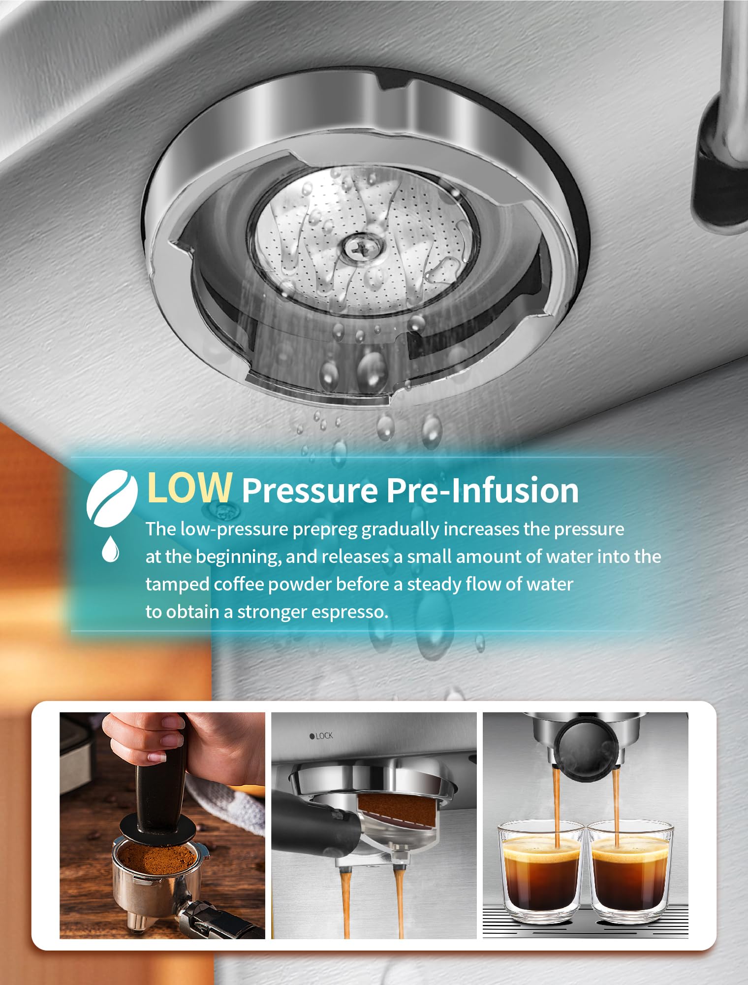 Gevi Espresso Coffee Machine,Espresso Machine with Steamer, Compact Semi Espresso Maker with Milk Frother for Home, Stainless Steel Cappuccino Machine for Cappuccino, Latte, 1100W