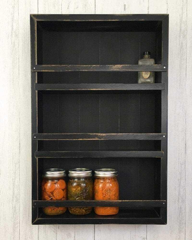 Mansfield Cabinet No. 102 - Solid Wood Spice Rack Cabinet Khaki Green/Castle Grey