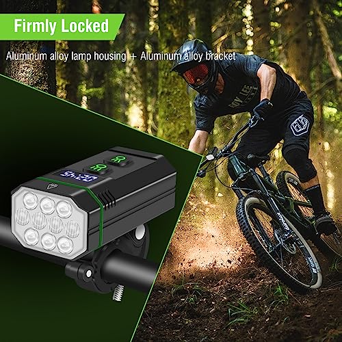 Satino L15 Bike Light for Night Riding Super Bright 1400 Lumen Rechargable USB Mountain Headlight- 10 LED, 8 Modes IP66 Waterproof Aluminum Alloy Road MTB Bicycle Front Rear Light Set