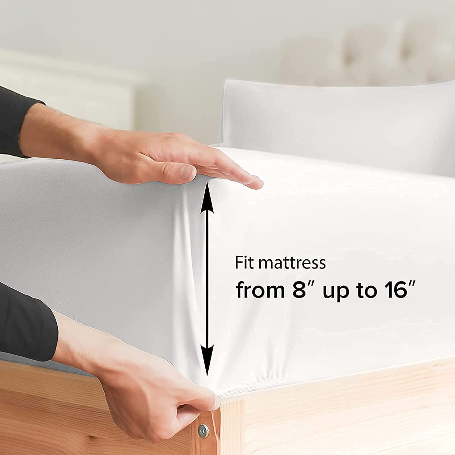 King Sheet Set 600 Thread Count, 100% Cotton Hotel Luxury Bed Sheet Set-4 Pieces Sheet & Pillowcase Set Ultra Soft Linens with 16" Deep Pocket Breathable & Durable (King, Pure White)