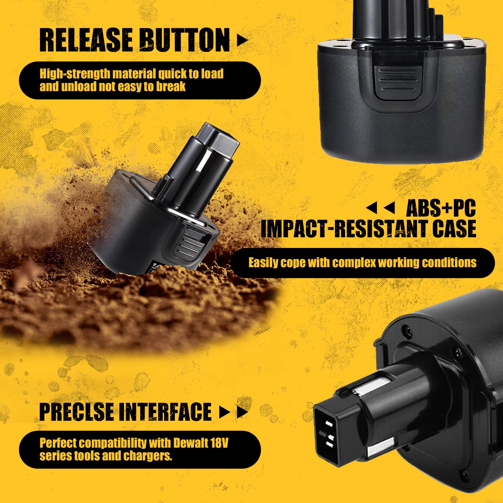VANON 4.8Ah DW9062 Replacement for Dewalt 9.6V Battery Ni-Mh Compatible with DW9061 DE9036 DE9061 DE9062 DW926 DW955K DW955 DW926K-2 DW926K DW902 DW050 2 Pack
