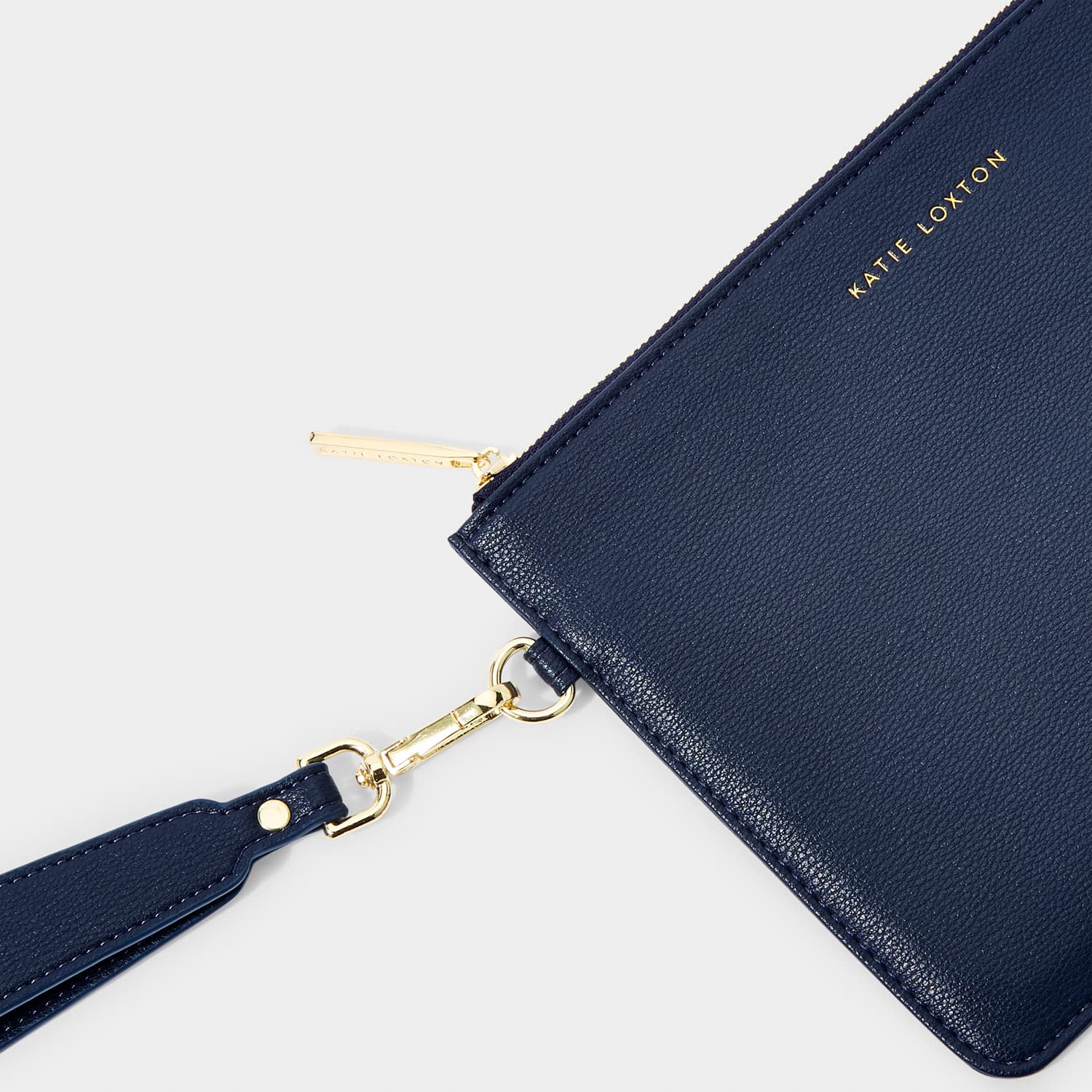 KATIE LOXTON Zana Womens Medium Vegan Leather Clutch Purse Wristlet Pouch Navy Blue