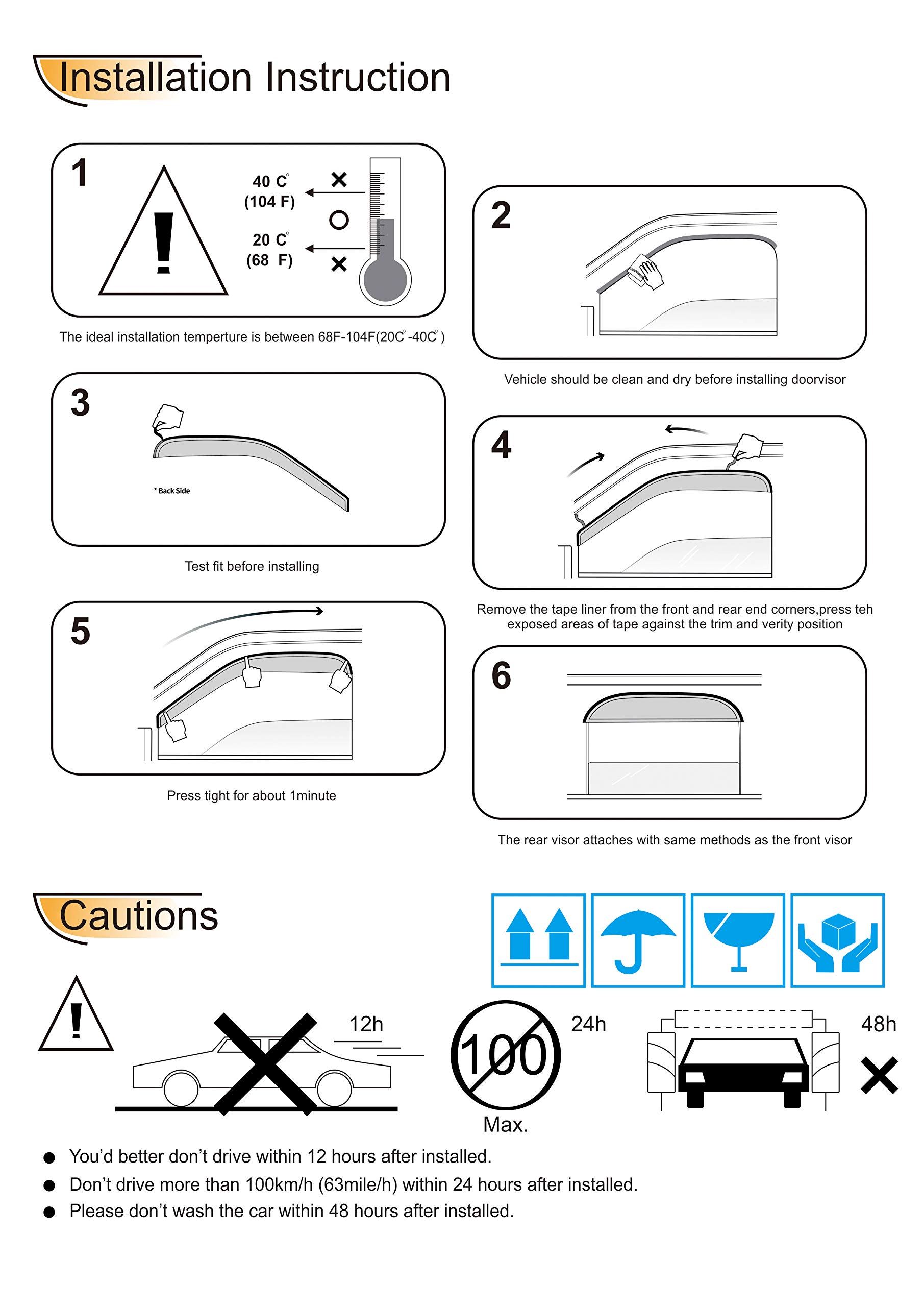 Gevog 4-Piece Side Window Deflector Original Window Visors Replacement for 1999-2016 F250 F350 F450 Super Duty Extended Cab Sun Rain Guard Visor