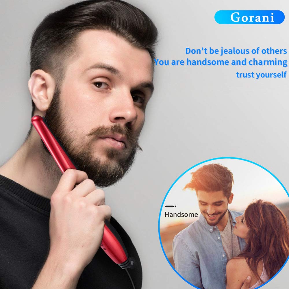 Gorani Beard Straightener Brush Comb for Men Beard Brush Heated Hot Iron Hair Straightener Comb